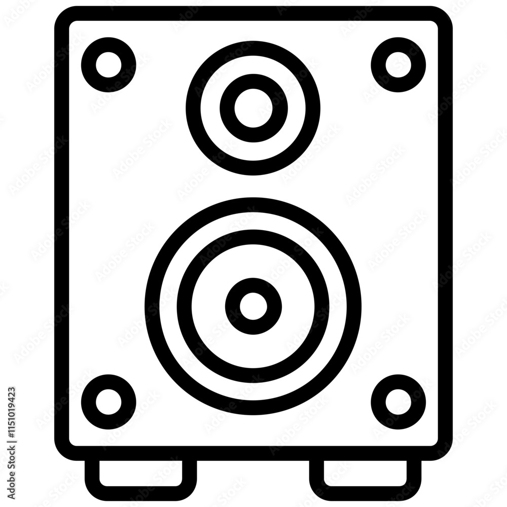 Speaker Outline Icon, Black And White Outline Icon Symbol Stock Vector ...