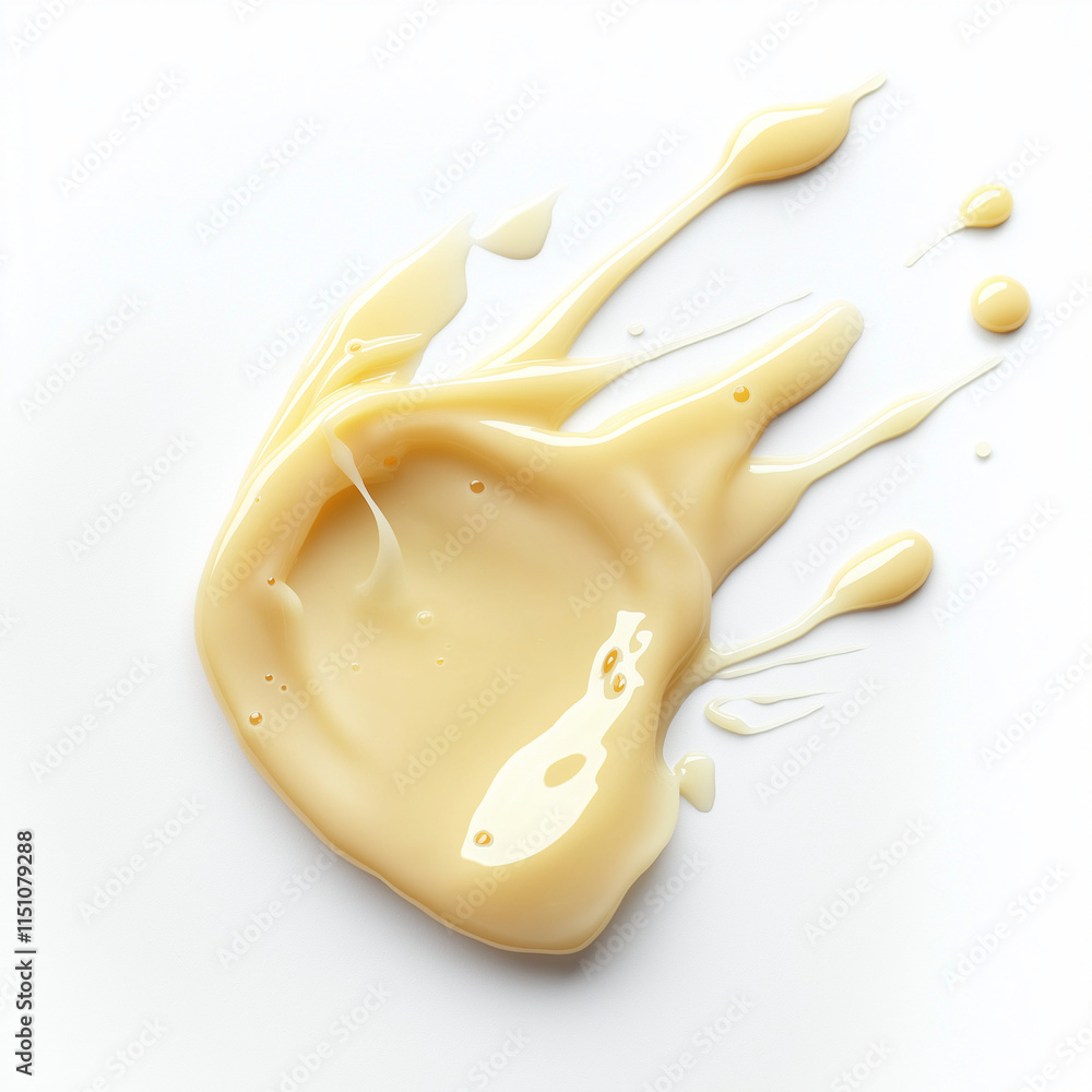 Condensed milk spilled top view isolated white background Stock Photo ...