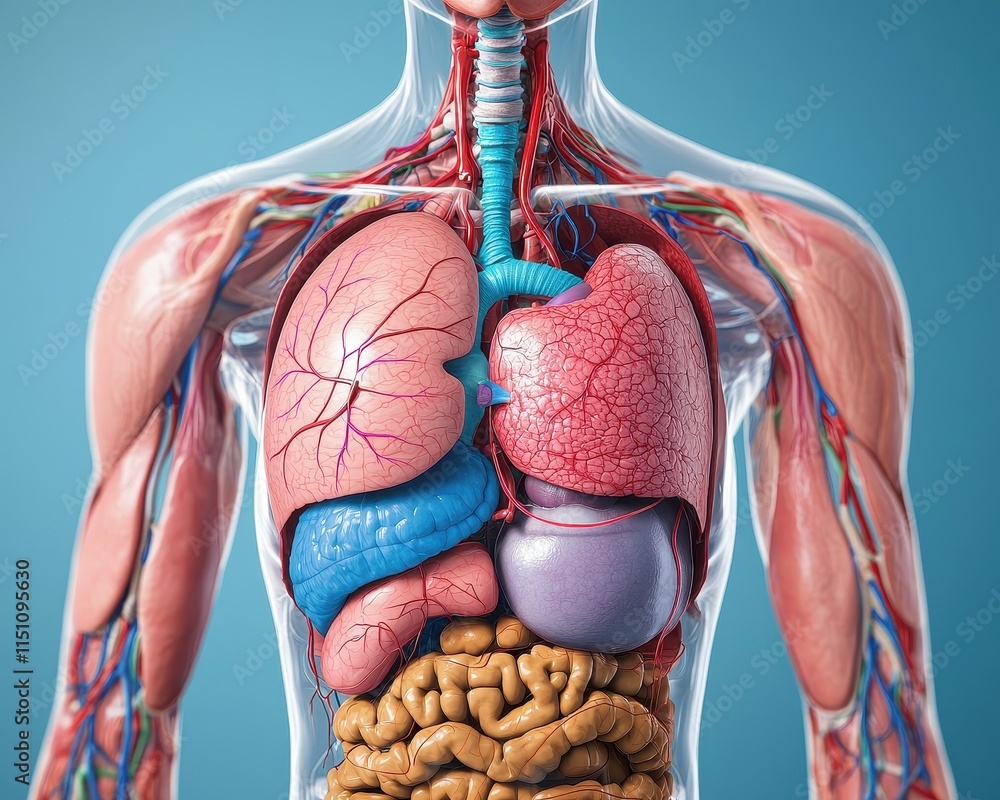 internal organs structure diagnosis Concept. Anatomical illustration of ...