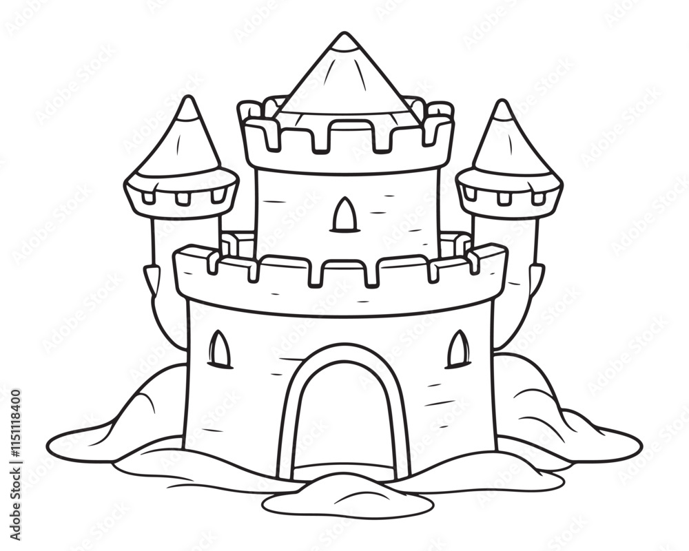 sand castle bucket coloring page vector illustration Stock Vector ...