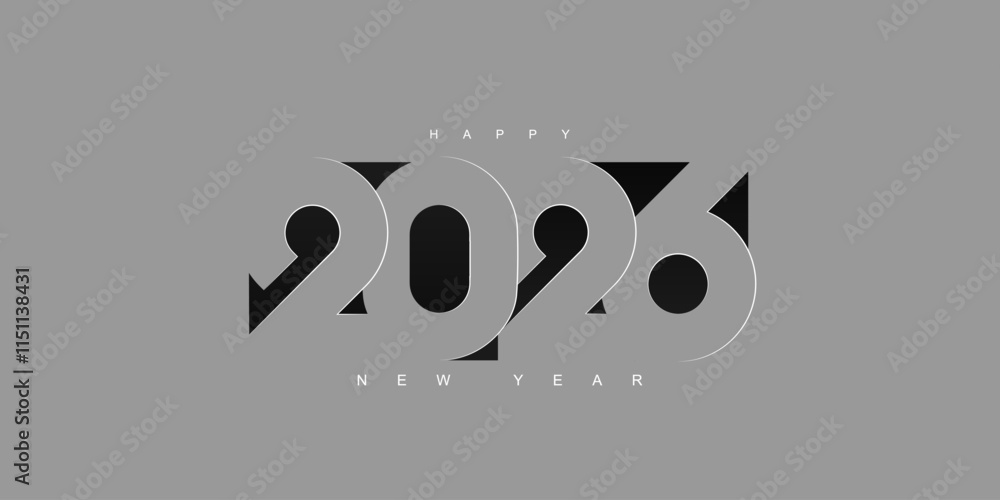 Happy new year 2026 design concept, Happy NewYear Greeting Card Number ...