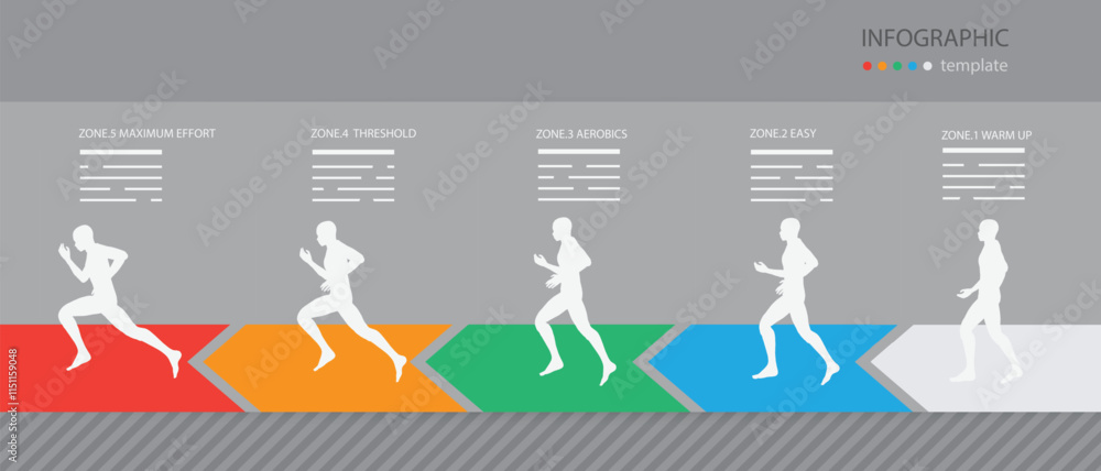 Infographic template cardiogram heart rate running zone of training ...
