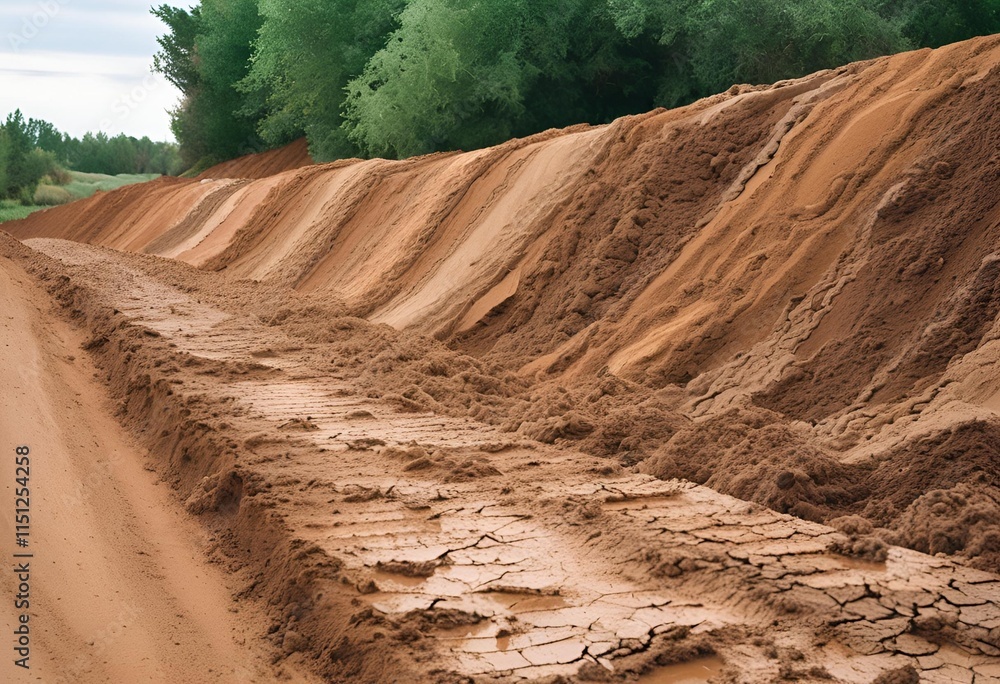 long, continuous line of sand mounds and water channels, creating a ...