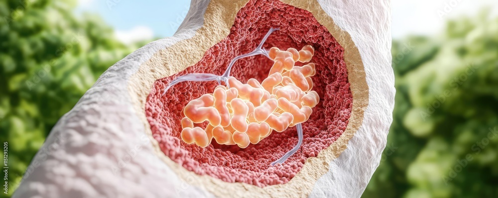 Diabetes disease concept. Detailed view of human tissue showing ...