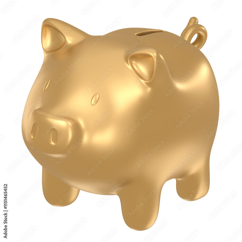 Piggy bank icon png sticker, 3D gold design, transparent background ...