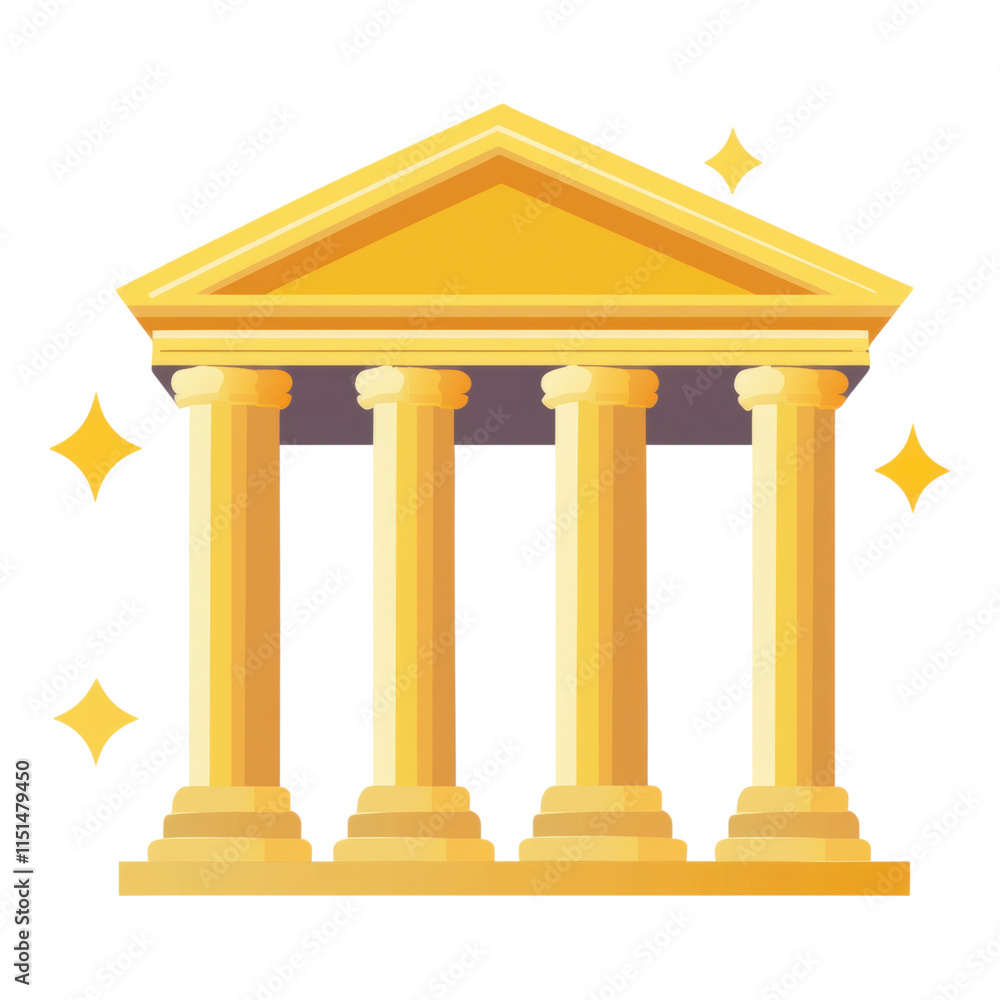 Bank icon featuring classical pillars, designed with a transparent ...