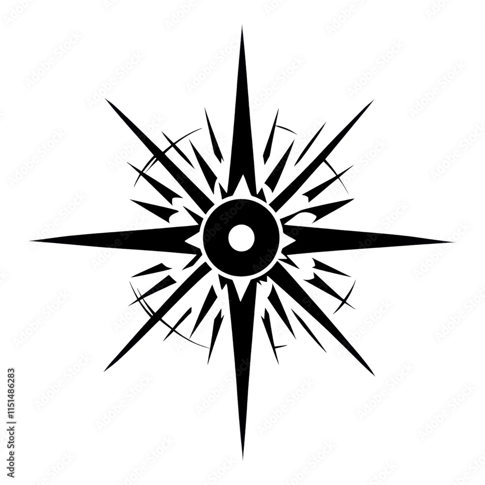 Compass icon featuring sharp directional points, designed for clear ...