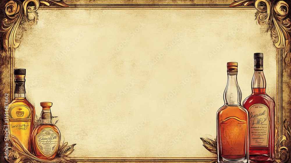 Art deco labels. Vintage alcohol labels framed brands rum tequila ...