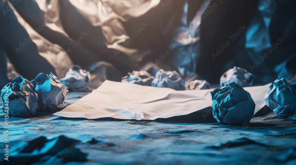 Paper texture. Crumpled balls and realistic writing piece of damaged ...