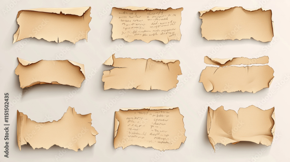 Ripped paper. Broken white note paper for text messages different ...