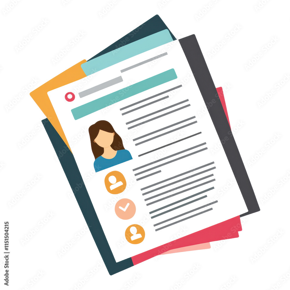 Resume document icon featuring a profile photo, PNG format, transparent ...