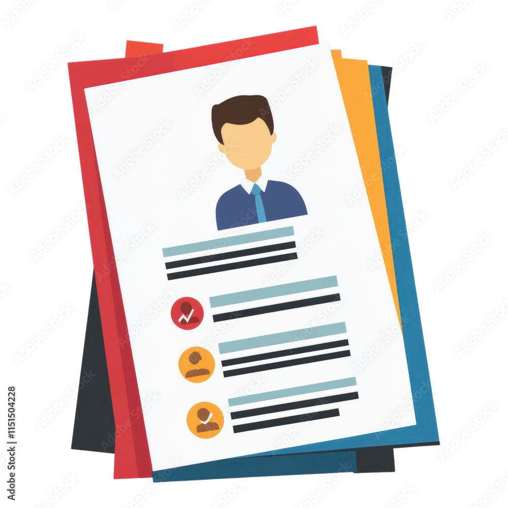 Resume document icon featuring a profile image, designed in PNG format ...