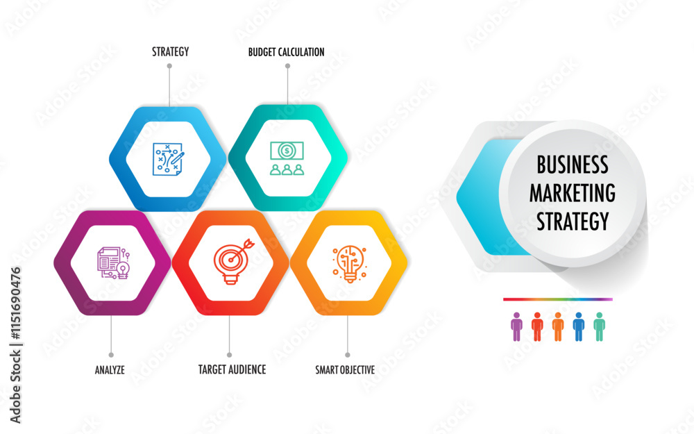 Infographic template for business 5 step option modern design planning ...
