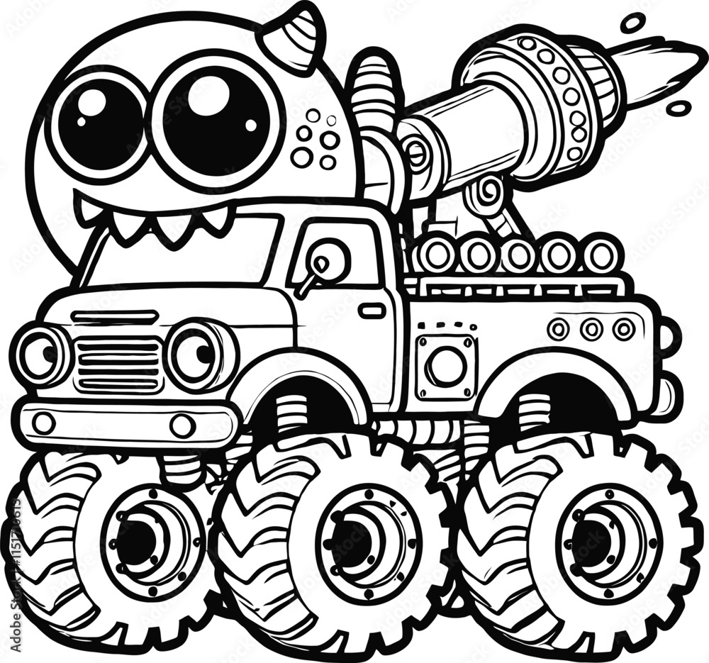 Monster Trucks on the Move: Fun Coloring Pages for Young Artists ...