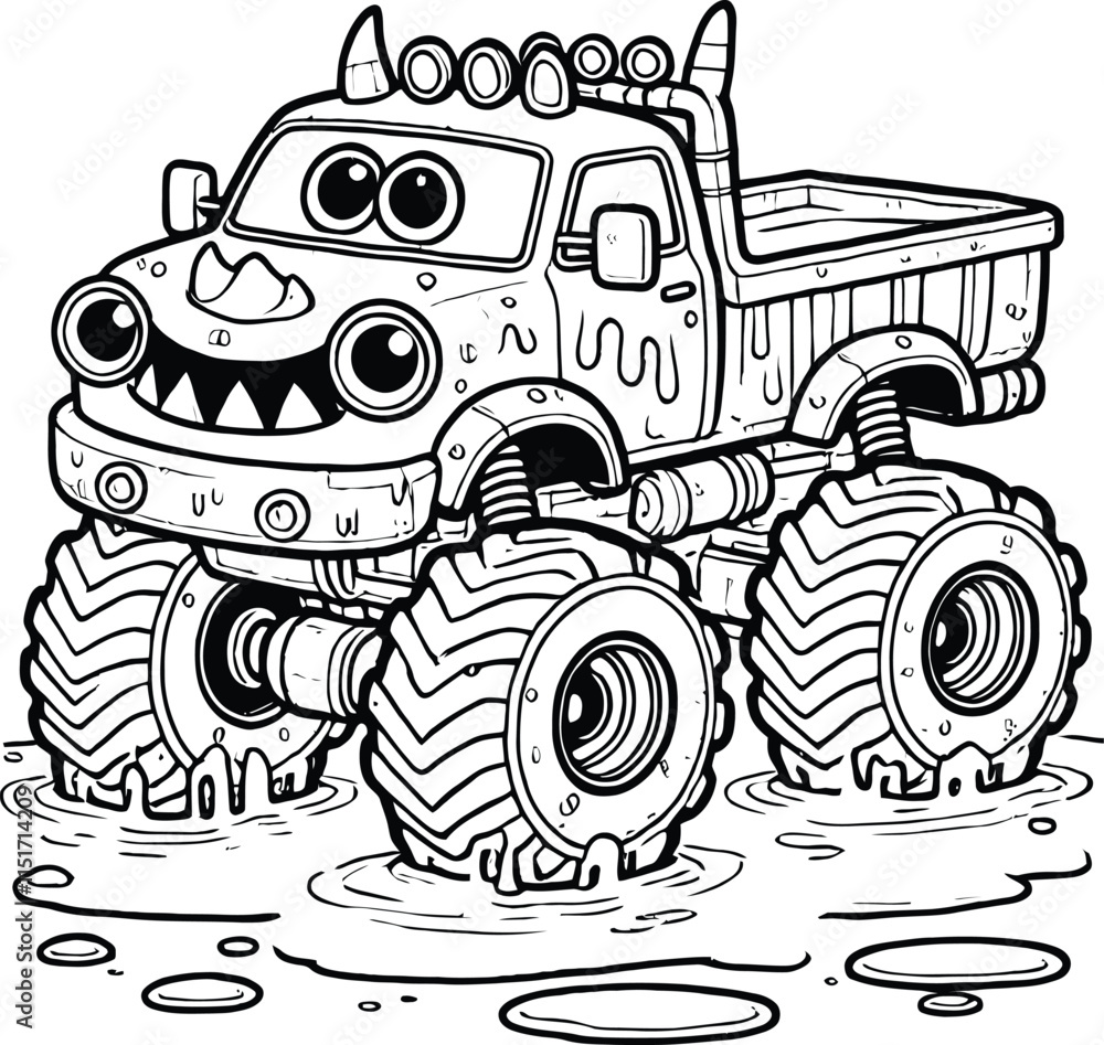 Monster Trucks on the Move: Fun Coloring Pages for Young Artists ...