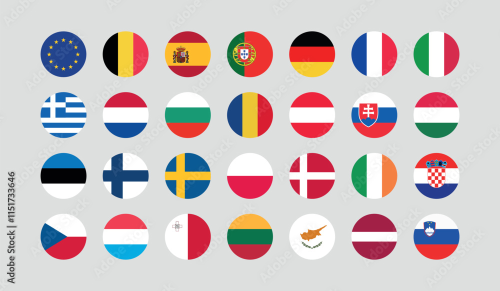 Flag of All European Union member countries. European Union countries ...