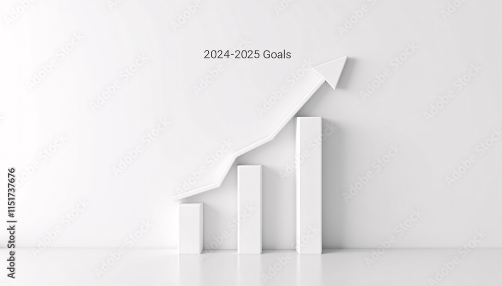 Minimalist White Bar Graph with Upward Trend Showing Business Goals for ...