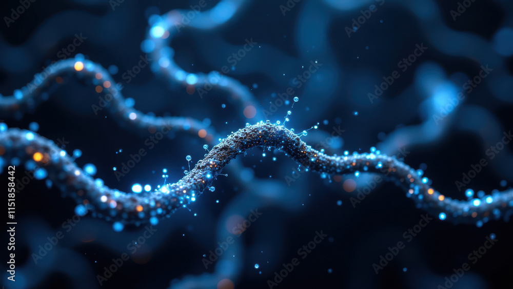A detailed microscopic view of a double helix DNA molecule with glowing ...