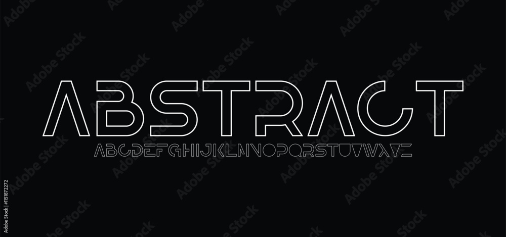 37Creative Outline Double line monogram alphabet and tech fonts. Lines ...