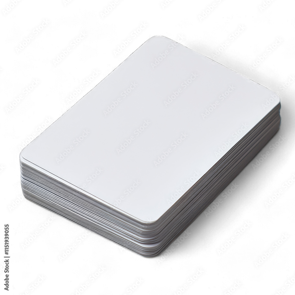 Blank playing cards stacked on a transparent background isolated on ...