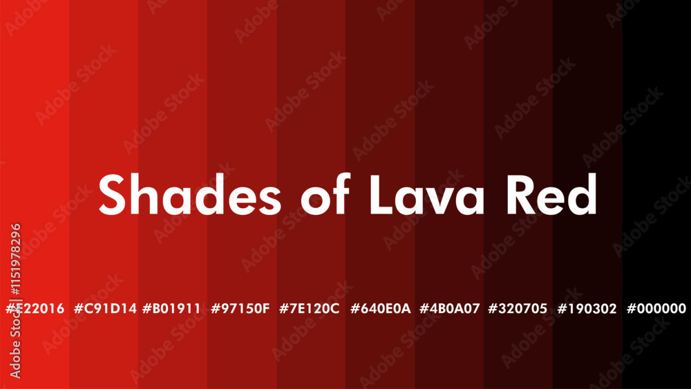 Shades of Lava Red Color Palette with Catalog Samples with RGB HEX ...