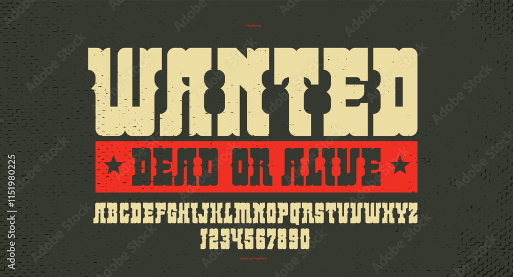 Massive serif font in American style, wild west saloon and western ...