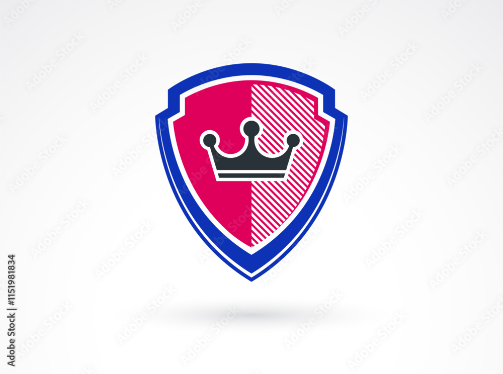 Shield with crown logo vector, ammo protection symbol, royal power ...