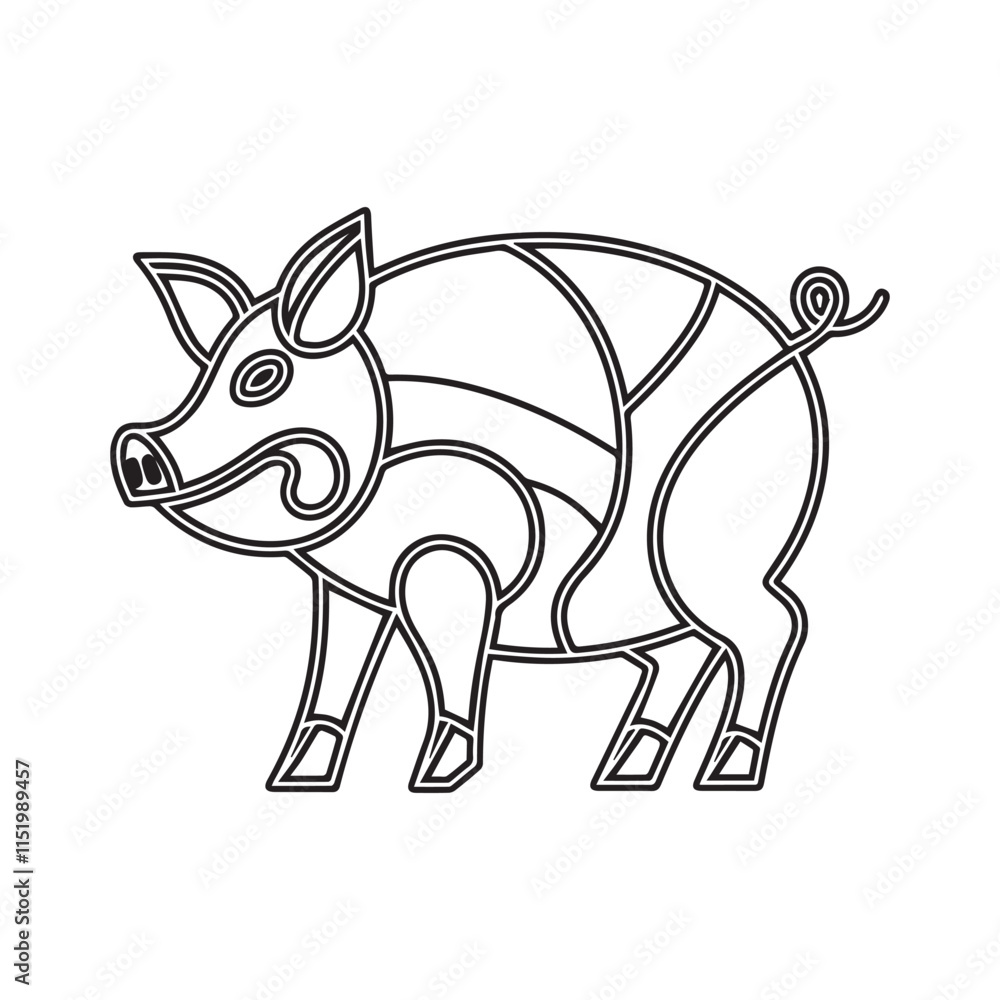 Cute Pig With coloring book pages picture,Pig line art,Pig outline ...