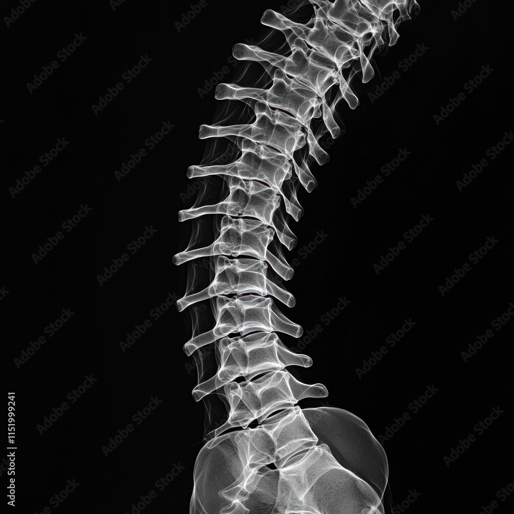 Stock-Illustration „Detailed X-ray of the human spine, highlighting ...