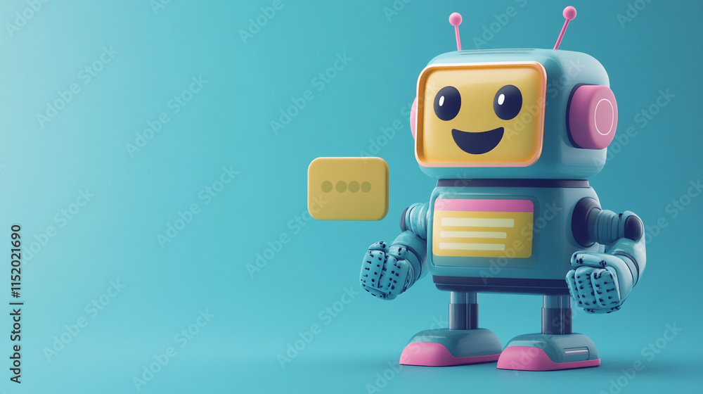 Online communication brought to life with a 3D chatbot vector ...