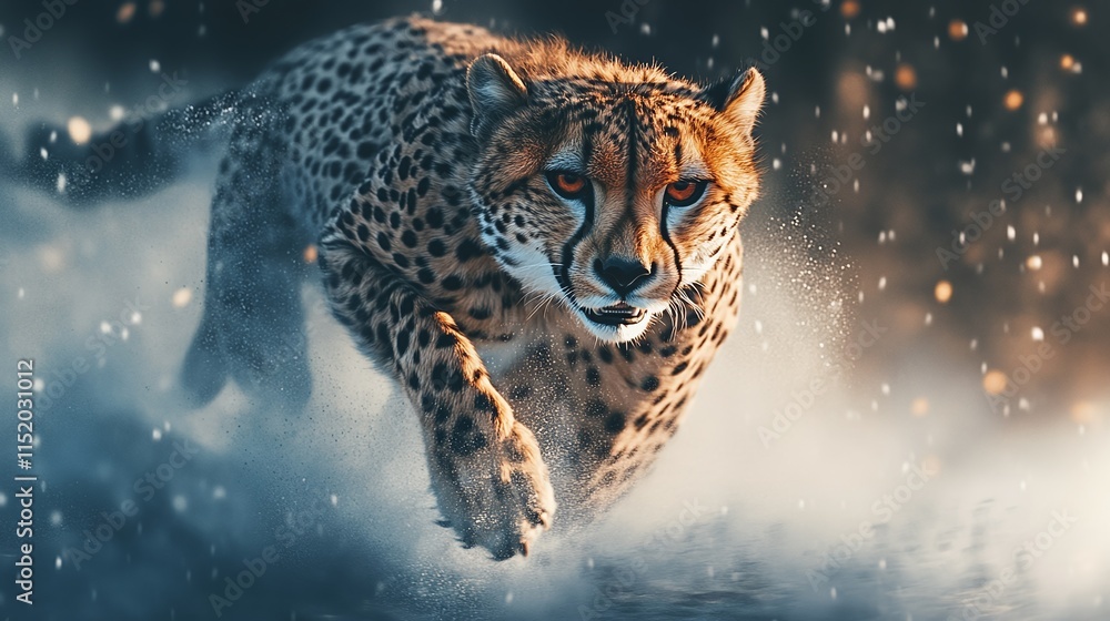 Cheetah running fast in wildlife, predator on the move in africa ...