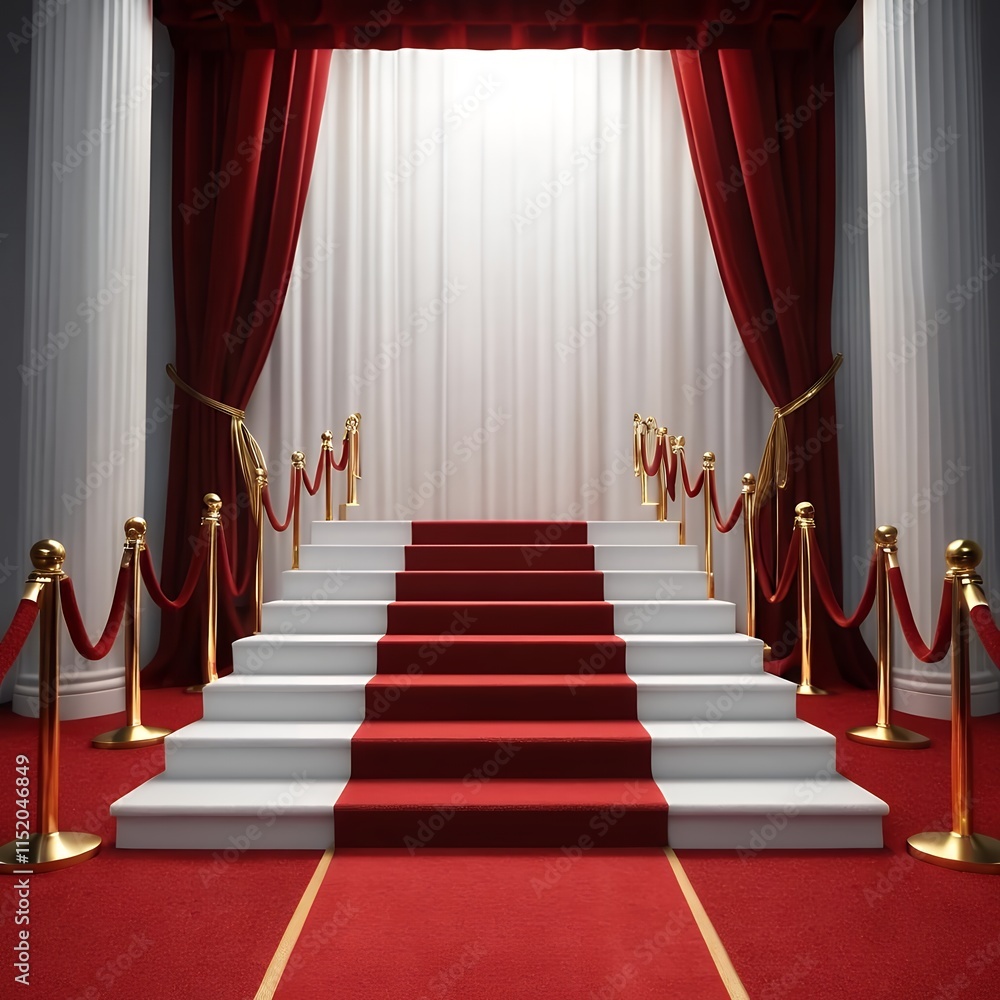 Red Carpet Grand Staircase Elegant White Steps Awards Ceremony Stock ...