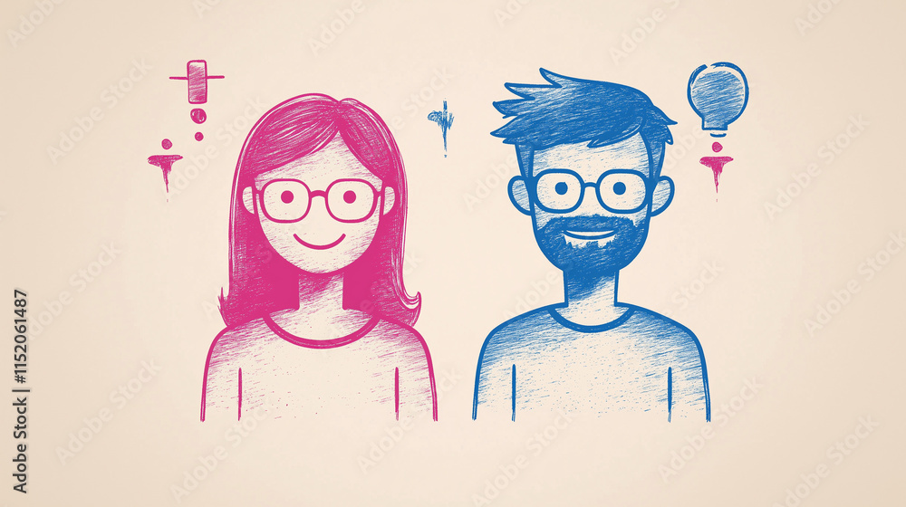 A bar chart comparing gender demographics, with male and female data ...