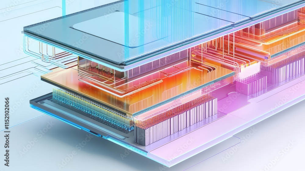 A Cross Section Diagram Of A Semiconductor Microchip Highlighting The