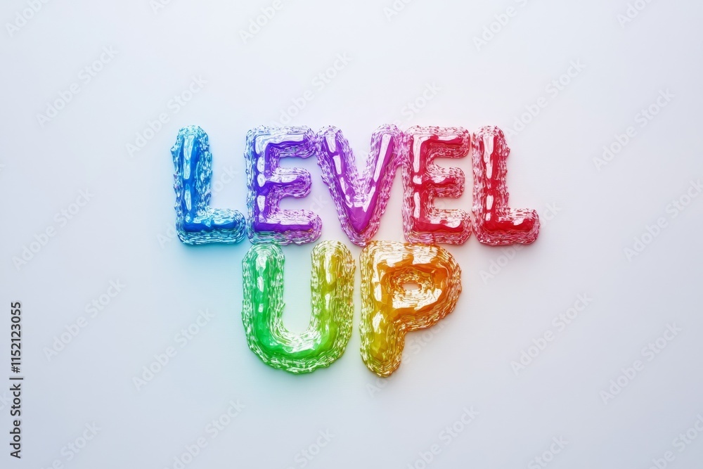 Vibrant 3D "Level Up" Text Design in Rainbow Colors - Symbolizing ...