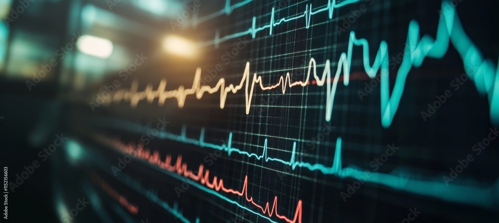 ECG, EKG Monitor Healthcare Background, Monitoring Data Showing Pulse ...