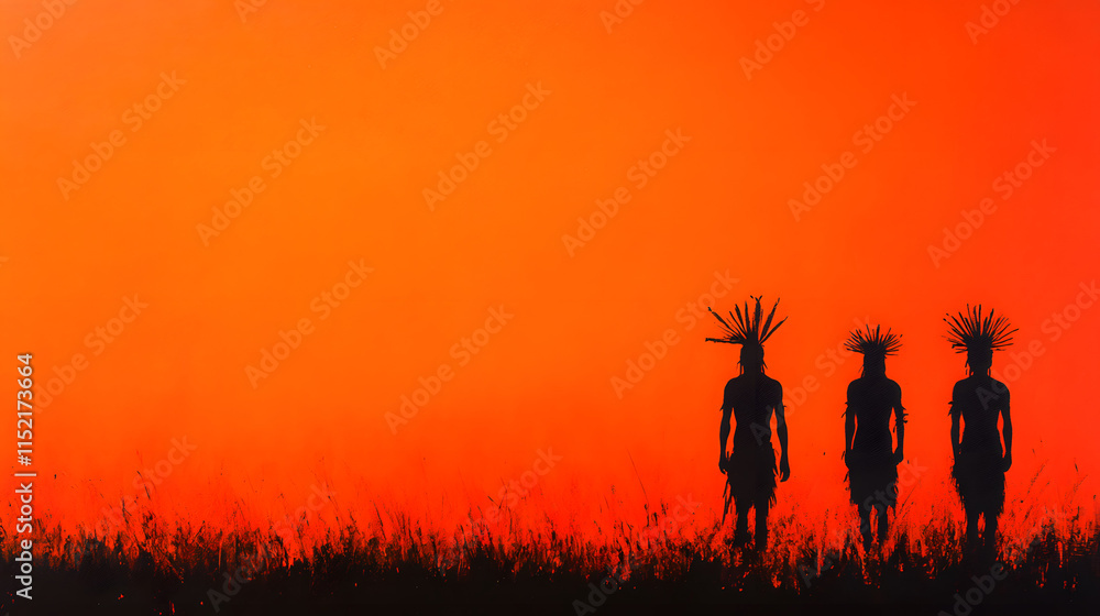 Indian grassland rituals, depicted in vibrant colors, showcasing ...