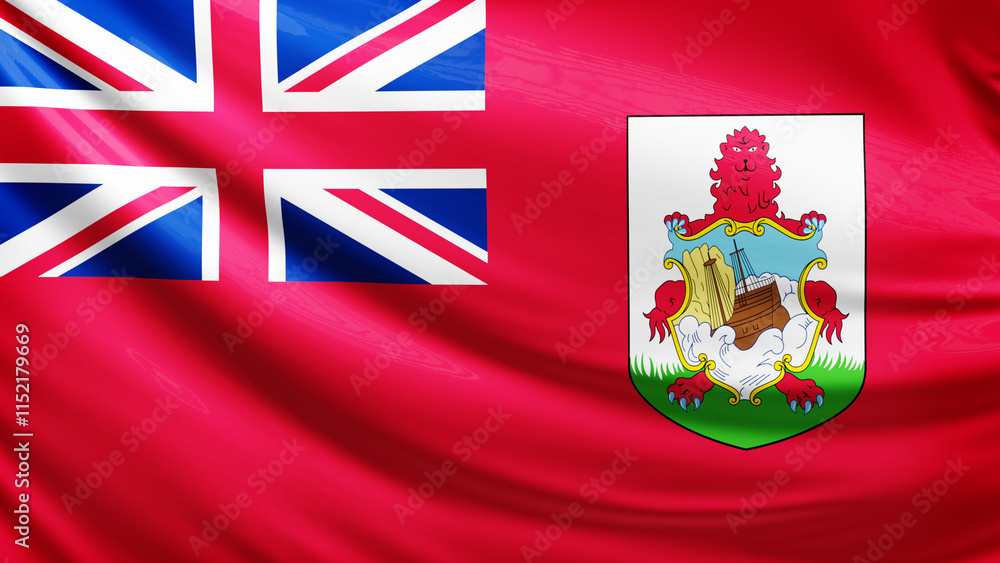 Bermuda flag picture, close-up shot of Bermuda island nation flag ...