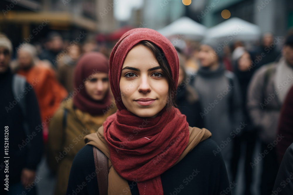 AI generated photo of young woman leading a social protest with diverse ...