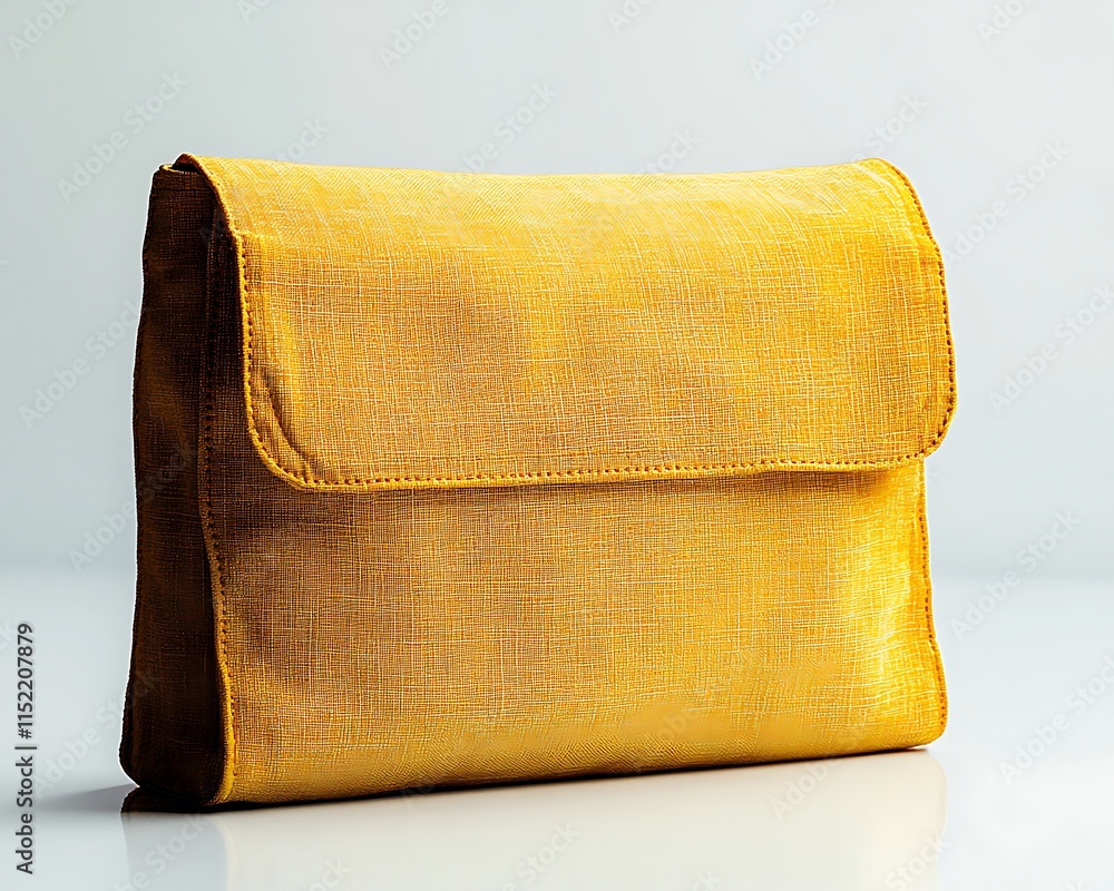 Clean, empty yellow messenger bag mockup with fabric texture and light ...