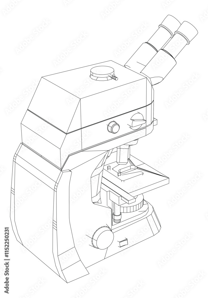 Continuous One Line Drawing Of Microscope Simple Illustration Of Microscope Laboratory Line Art