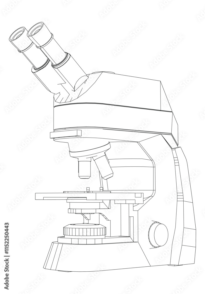 Continuous One Line Drawing Of Microscope Simple Illustration Of Microscope Laboratory Line Art