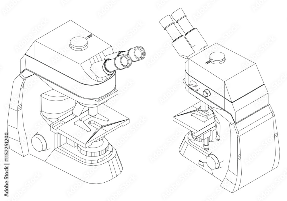 Continuous One Line Drawing Of Microscope Simple Illustration Of Microscope Laboratory Line Art