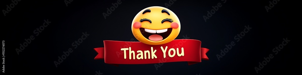 Laughing emoji with a bold red "Thank You" banner over a deep black ...