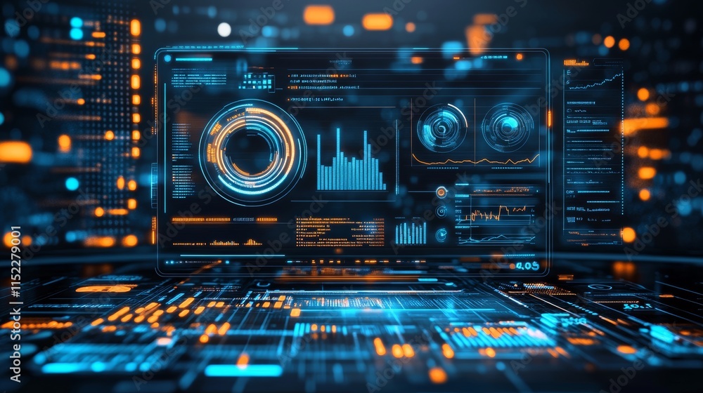 Ilustración de Stock HUD Technology Futuristic Digital Decimal Encoder Data Sampling Simulation ...