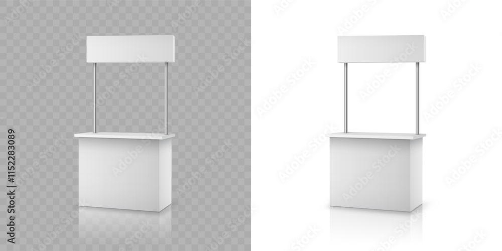 Advertising white booth stand isolated on transparent background ...