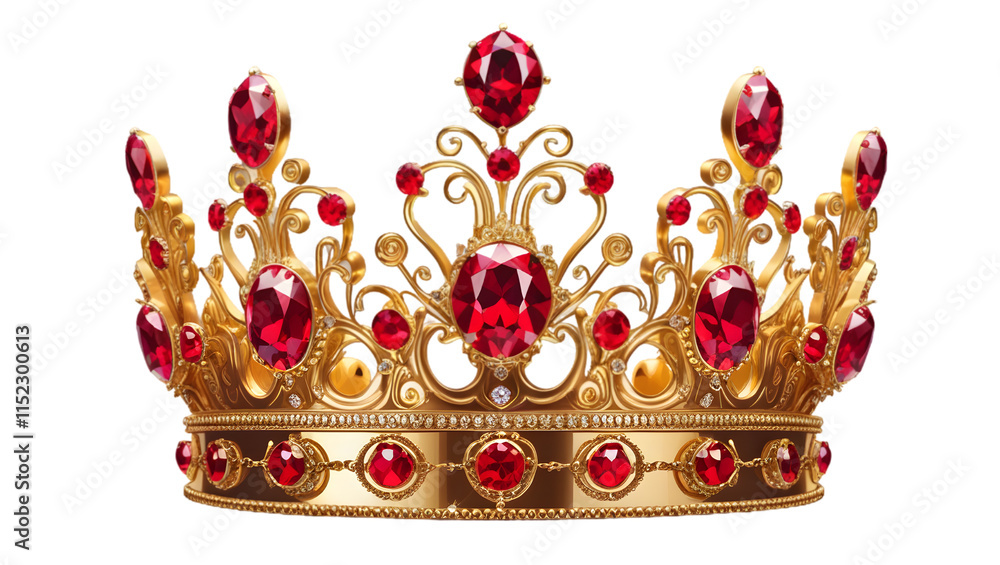 Gold and red crown on transparent background Stock Photo | Adobe Stock