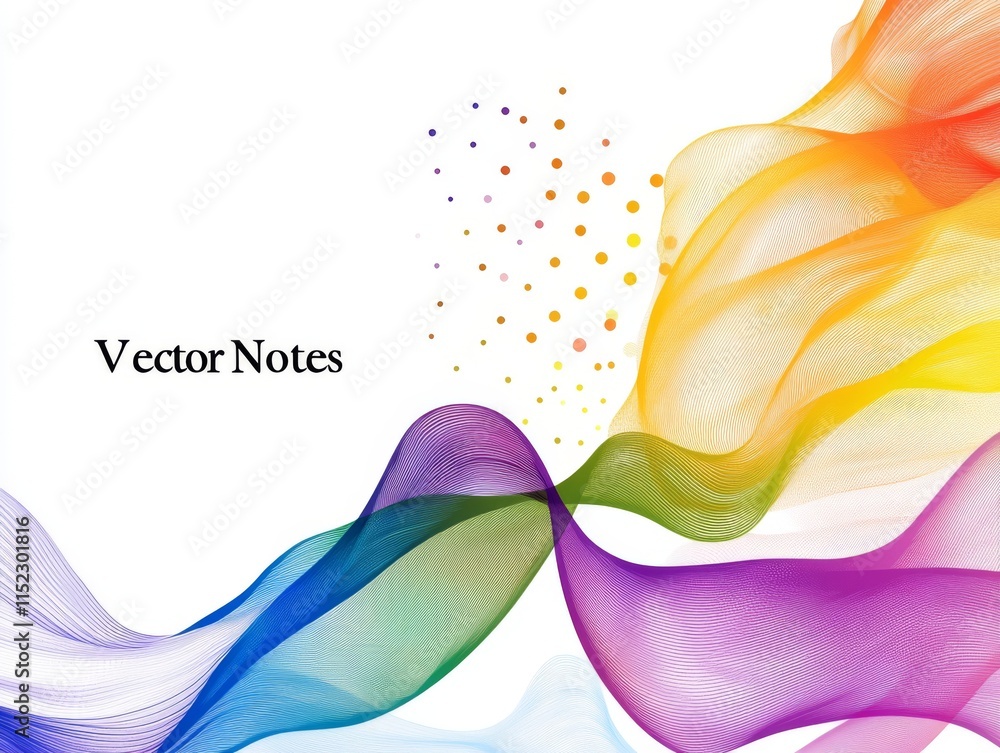Vector background with flowing, colorful lines on a white background ...