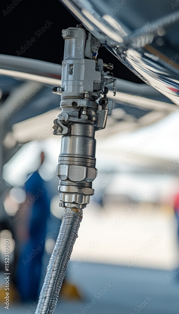 Aircraft Fueling System Close-Up of Hoses and Connector Ensuring a Safe ...