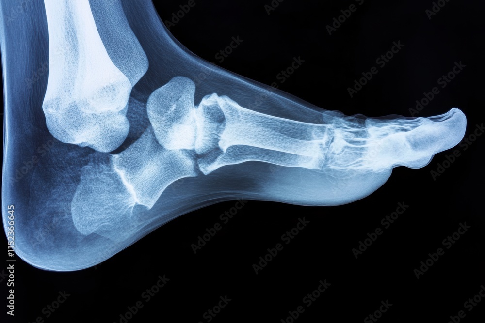 Lateral view X-ray images of a normal human foot, highlighting the ...